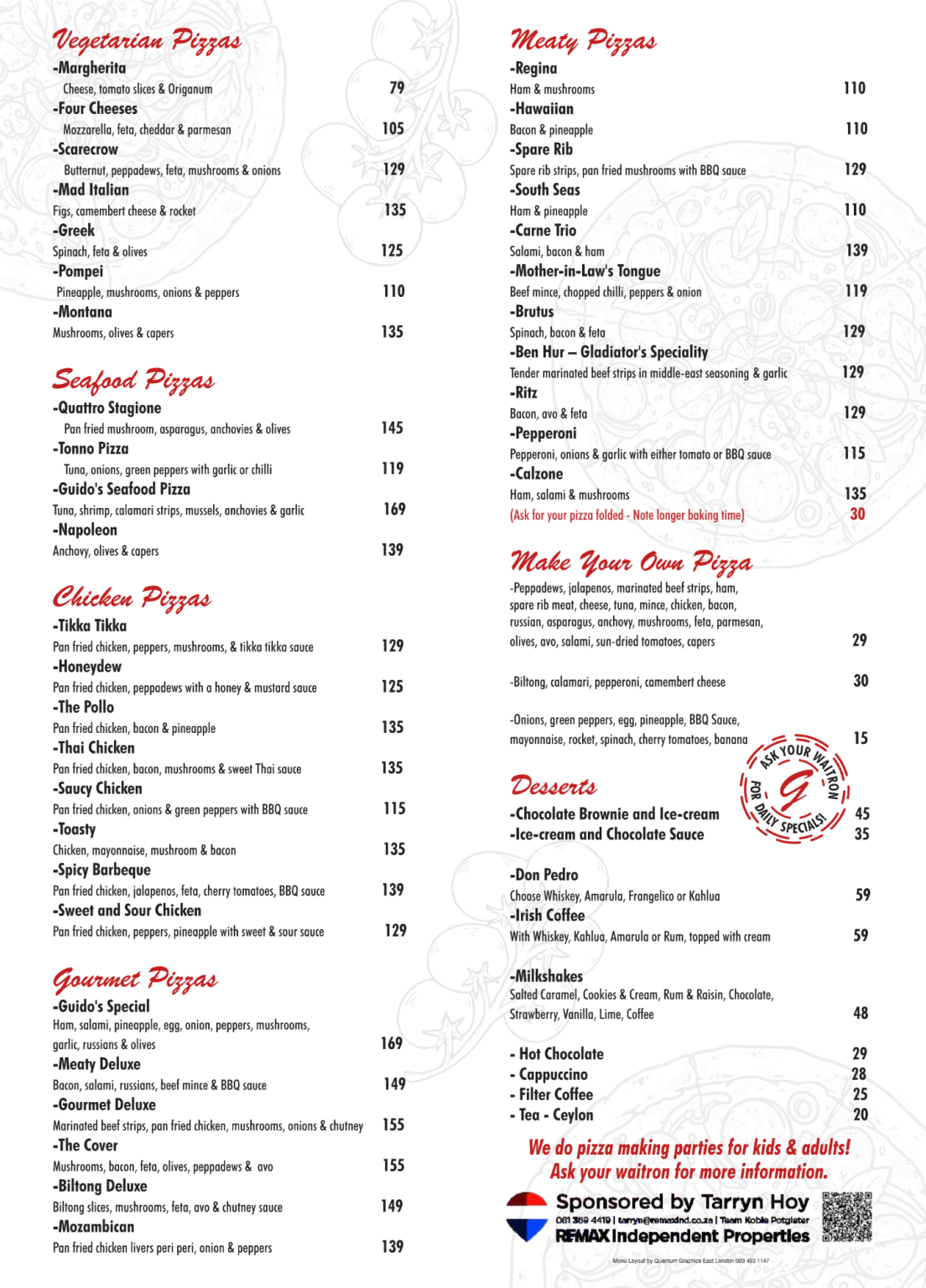 Home Page | Guidos Family Restaurant | Kragga Kamma Road, Port ...